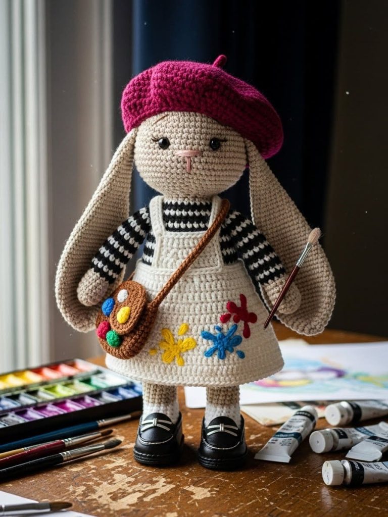 Belle the Painter Bunny Amigurumi Pattern – A Creative Artist Doll ...