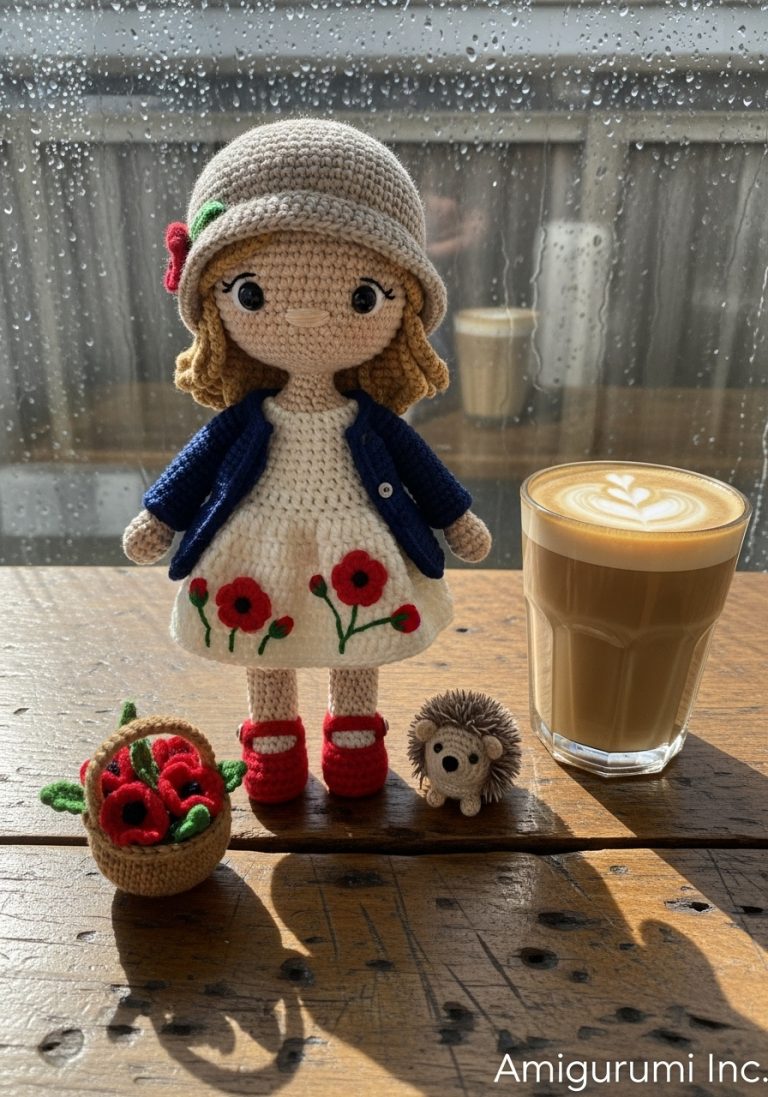 Penelope the Poppy Doll & Hedgehog Companion: Heirloom Amigurumi Pattern