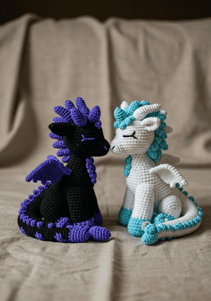 Dragon Amigurumi Pattern: Crochet the Emberheart & Frostwing Yin-Yang ...